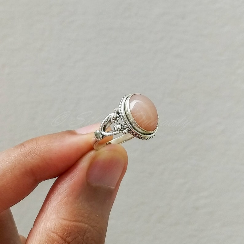 Natural Pink Moonstone Ring Moonstone Ring 925 Solid - Etsy