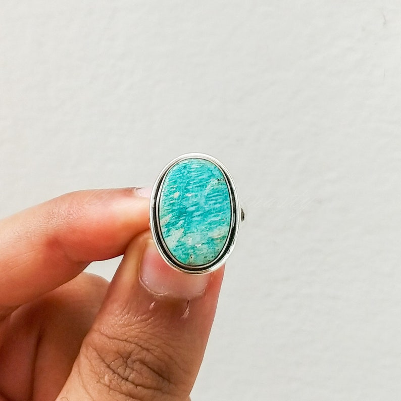 Amazonite Ring 925 Solid Sterling Silver Ring Oval Amazonite - Etsy