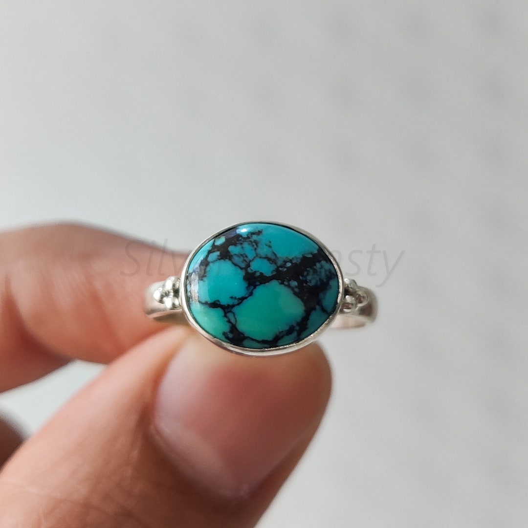Natural Turquoise Ring, One of a Kind Stone, 925 Sterling Silver Ring ...
