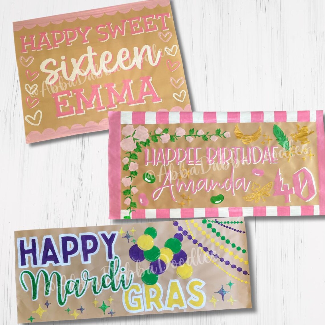 Hand-painted Custom Banner, Painted Birthday Banner, Painted Butcher ...