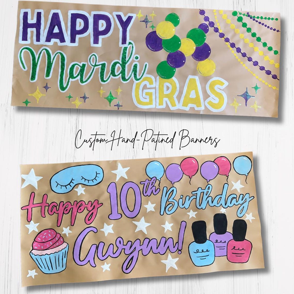 Hand-painted Custom Banner, Painted Birthday Banner, Painted Butcher ...