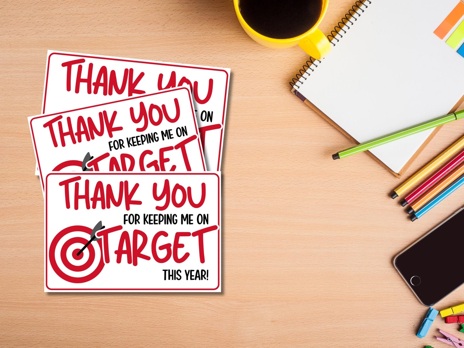Thanks for Keeping Me on Target Teacher Thank You Card, Gift Card Tag ...