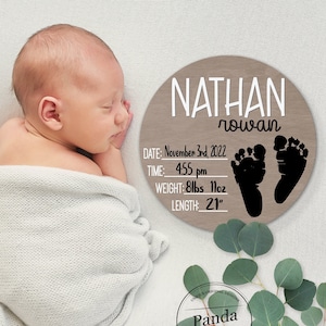Footprint Birth Stats and Name Announcement Sign for Baby - Etsy