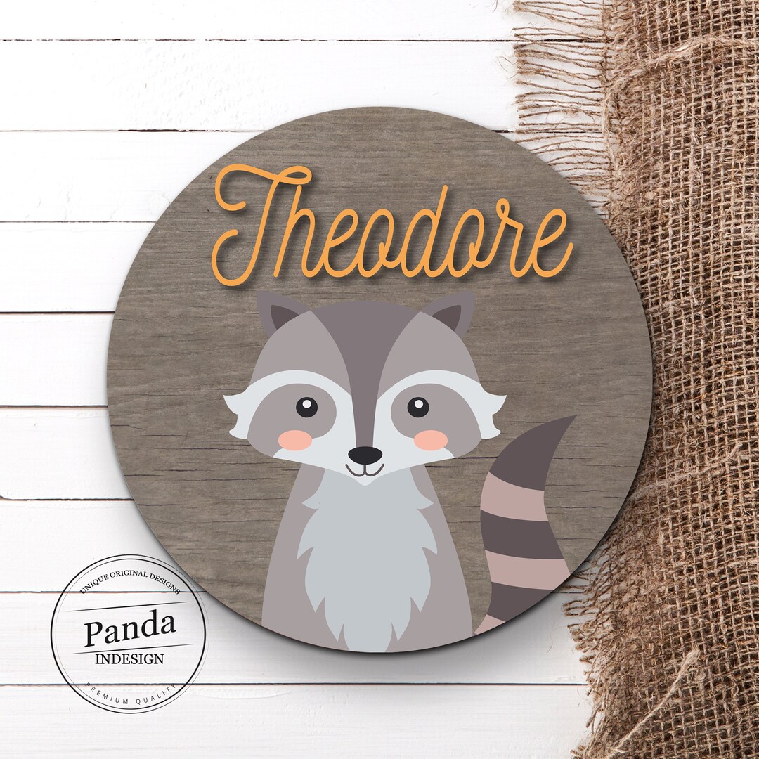 Baby Raccoon Sign, Nursery Name Sign, Fox Baby Decor, Fox Nursery Decor ...