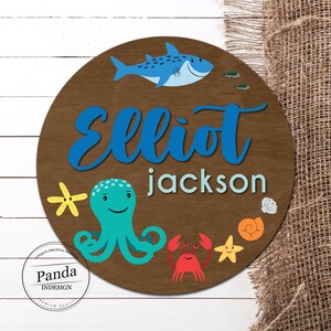 Sea Animal Sign, Personalized Nursery Decor, Ocean Nursery Decor, Boys ...