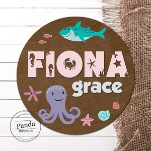 Sea Animal Sign, Personalized Nursery Decor, Ocean Nursery Decor, Girls ...