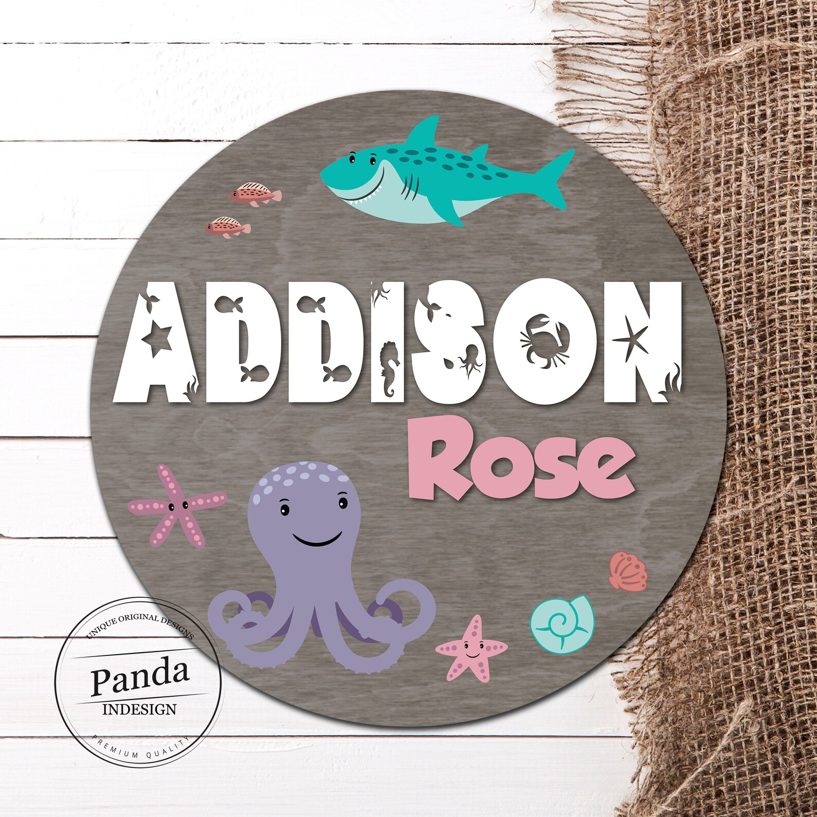 Sea Animal Sign, Personalized Nursery Decor, Ocean Nursery Decor, Girls ...