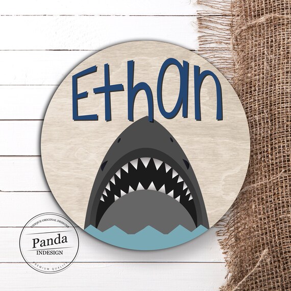 Personalized Shark Nursery Name Sign Ocean Nursery Decor | Etsy