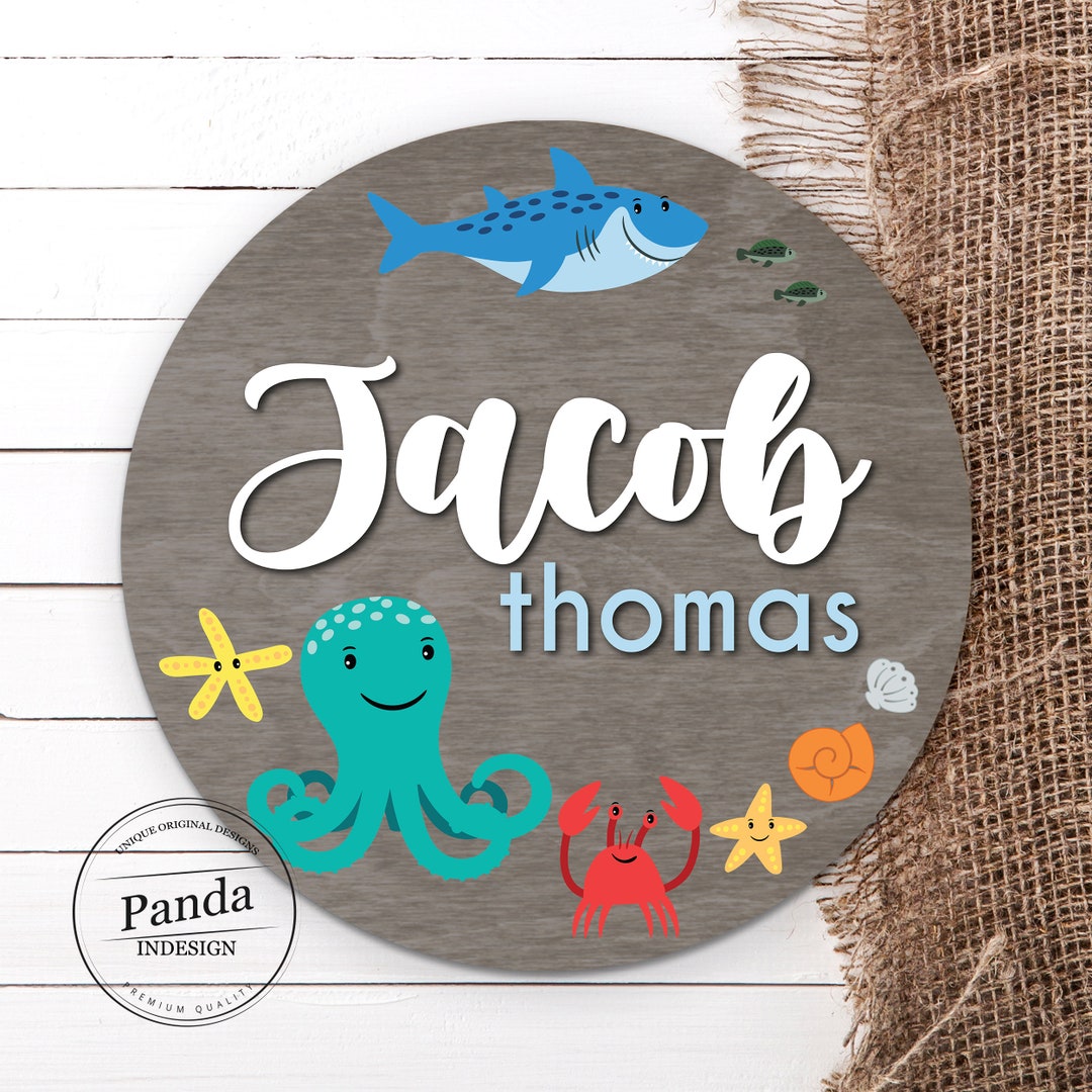 Sea Animal Sign, Personalized Nursery Decor, Ocean Nursery Decor, Boys ...