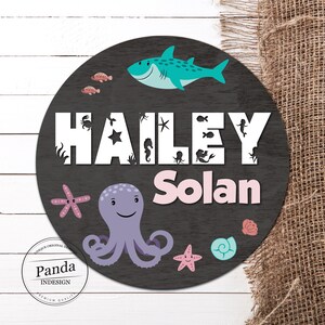 Sea Animal Sign, Personalized Nursery Decor, Ocean Nursery Decor, Girls ...
