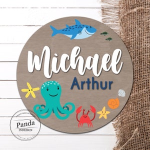 Sea Animal Sign, Personalized Nursery Decor, Ocean Nursery Decor, Boys ...
