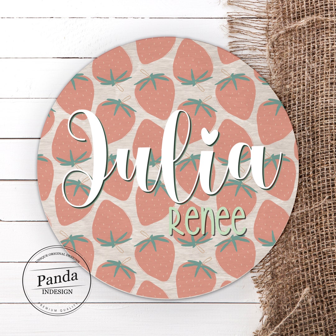 Strawberry Nursery Sign, Personalized Name Sign, Fruit Theme, Baby Girl ...