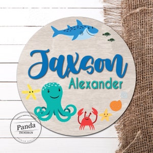Sea Animal Sign, Personalized Nursery Decor, Ocean Nursery Decor, Boys ...