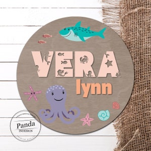 Sea Animal Sign, Personalized Nursery Decor, Ocean Nursery Decor, Girls ...