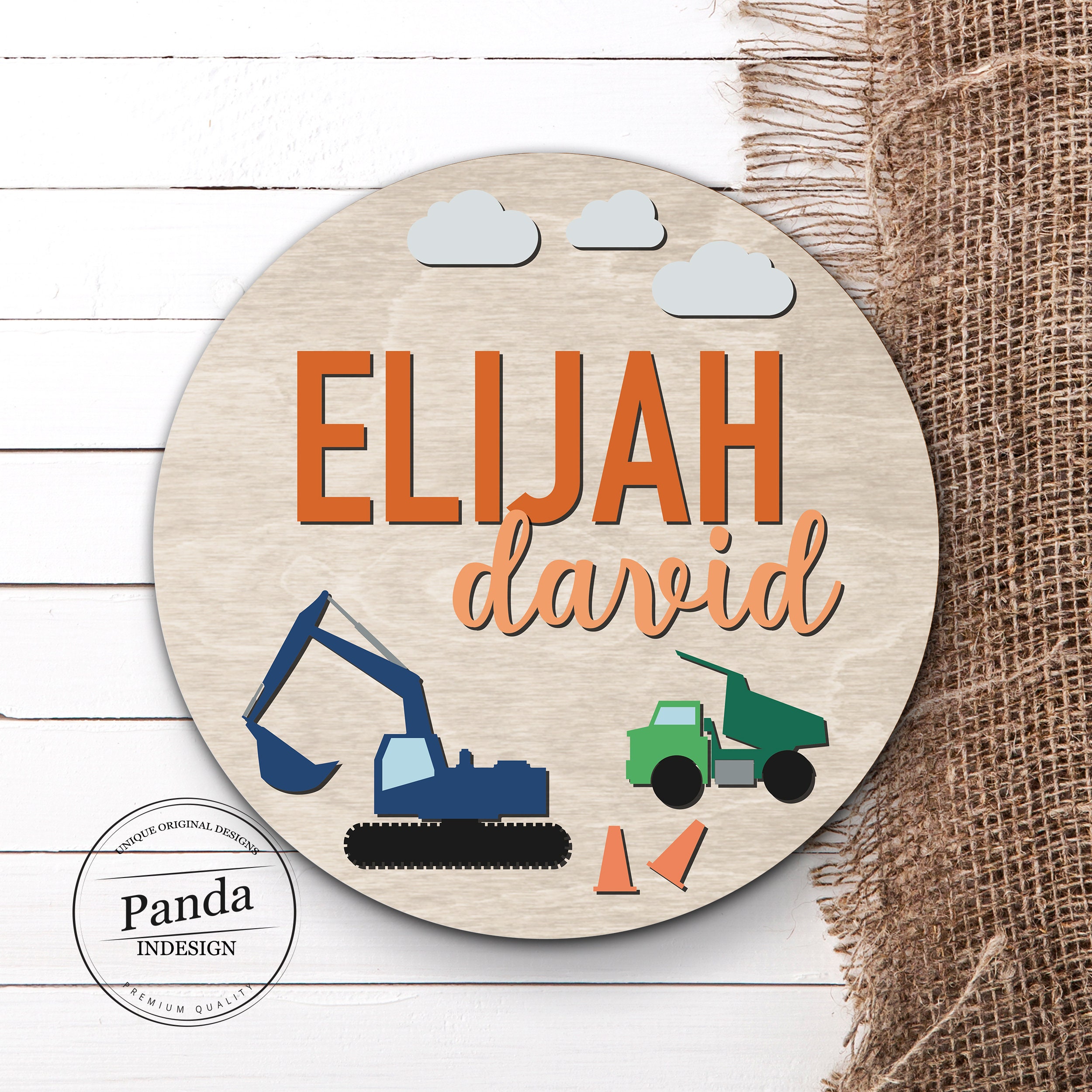 Personalized Nursery Decor Circle Sign Construction Nursery | Etsy
