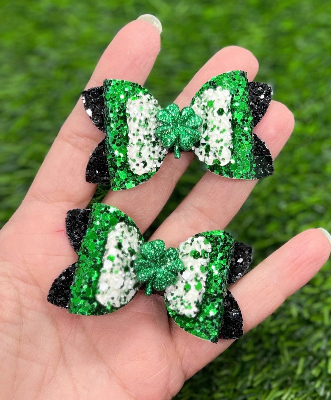 St Patrick Bow Green Bow St Patricks Day Glitter Bow Glitter Bow St ...