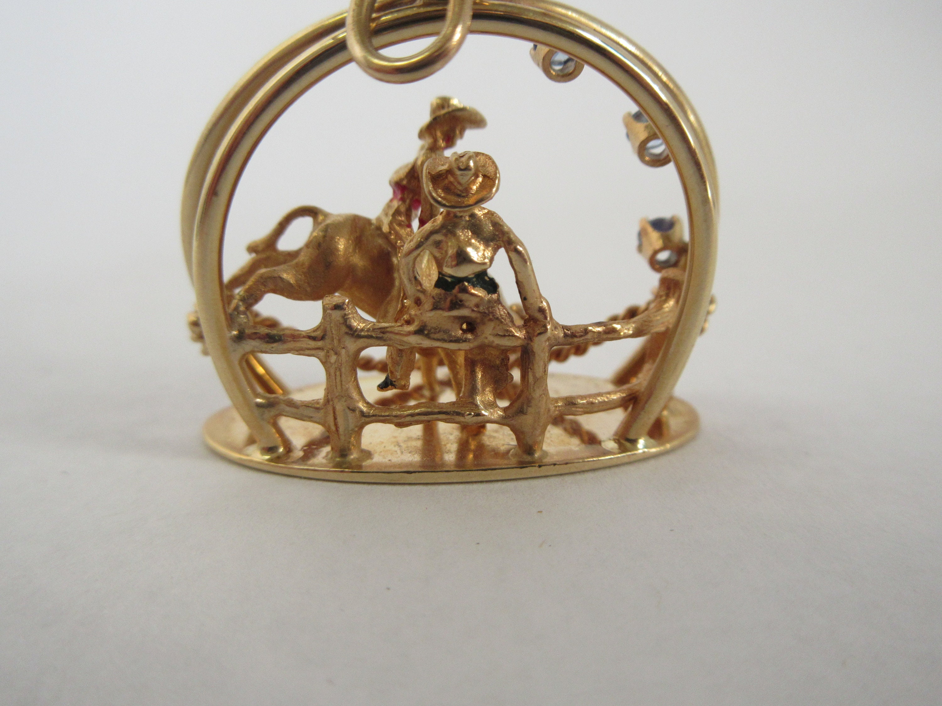 14K Yellow Gold & Sapphire Cowboy Charm/pendant - Etsy