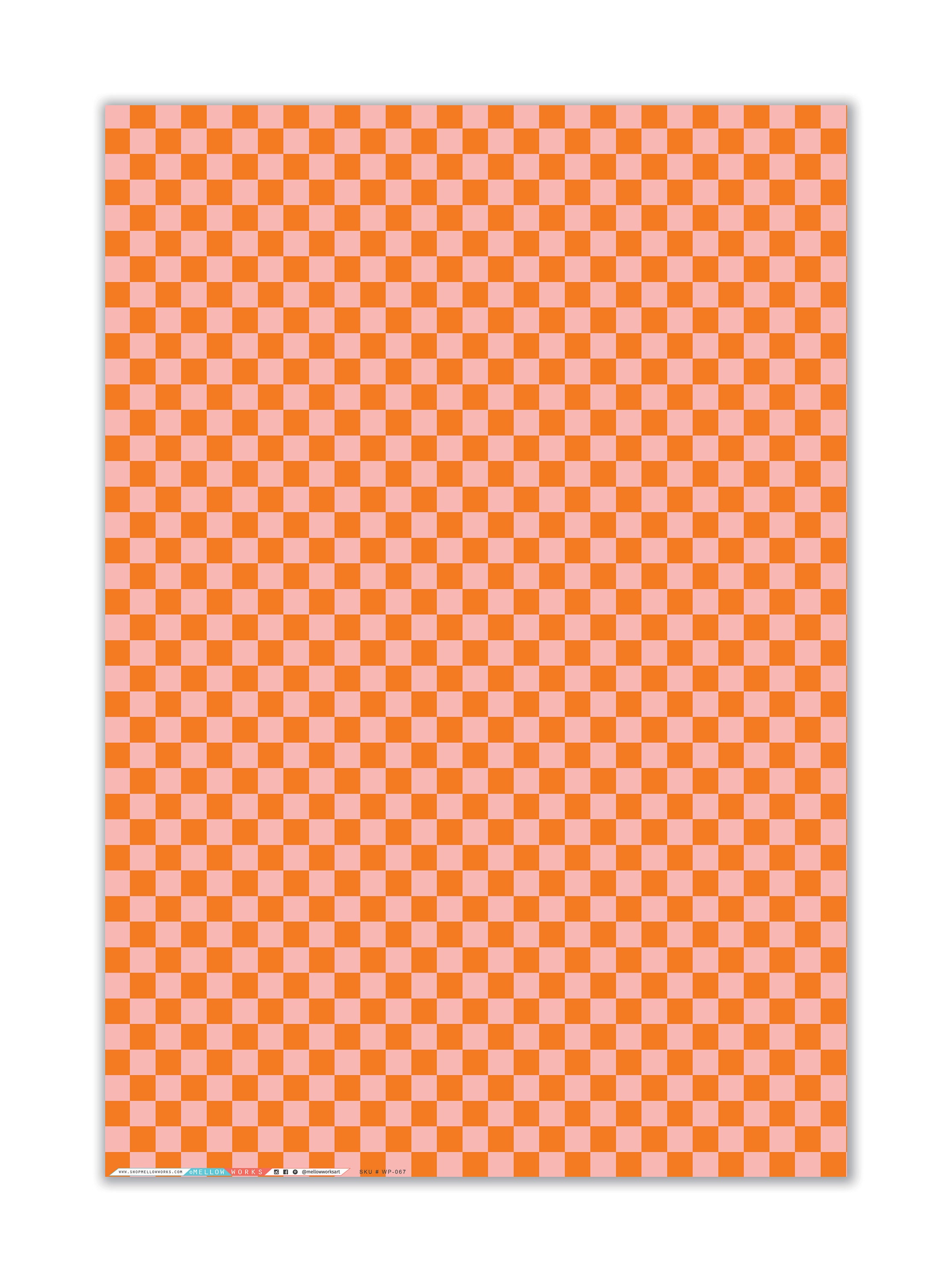Retro Checkered Gift Wrap Orange Pink Checkerscolorful - Etsy