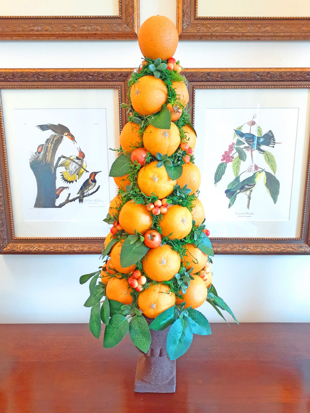 Orange Topiary Centerpiece, Orange Fruit Cone, Dining Table Centerpiece ...