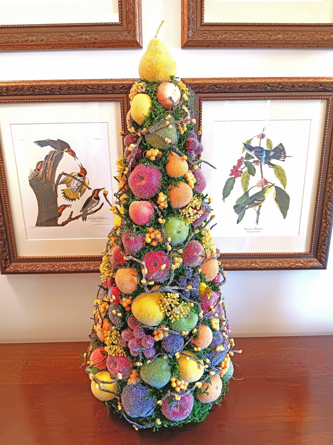 Sugared Fruit Topiary Dining Table Centerpiece, Sugared Fruit Cone ...