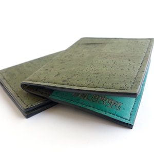 Minimal Wallet With Outer Slit. Made With Olive Green Cork Fabric. Slim ...