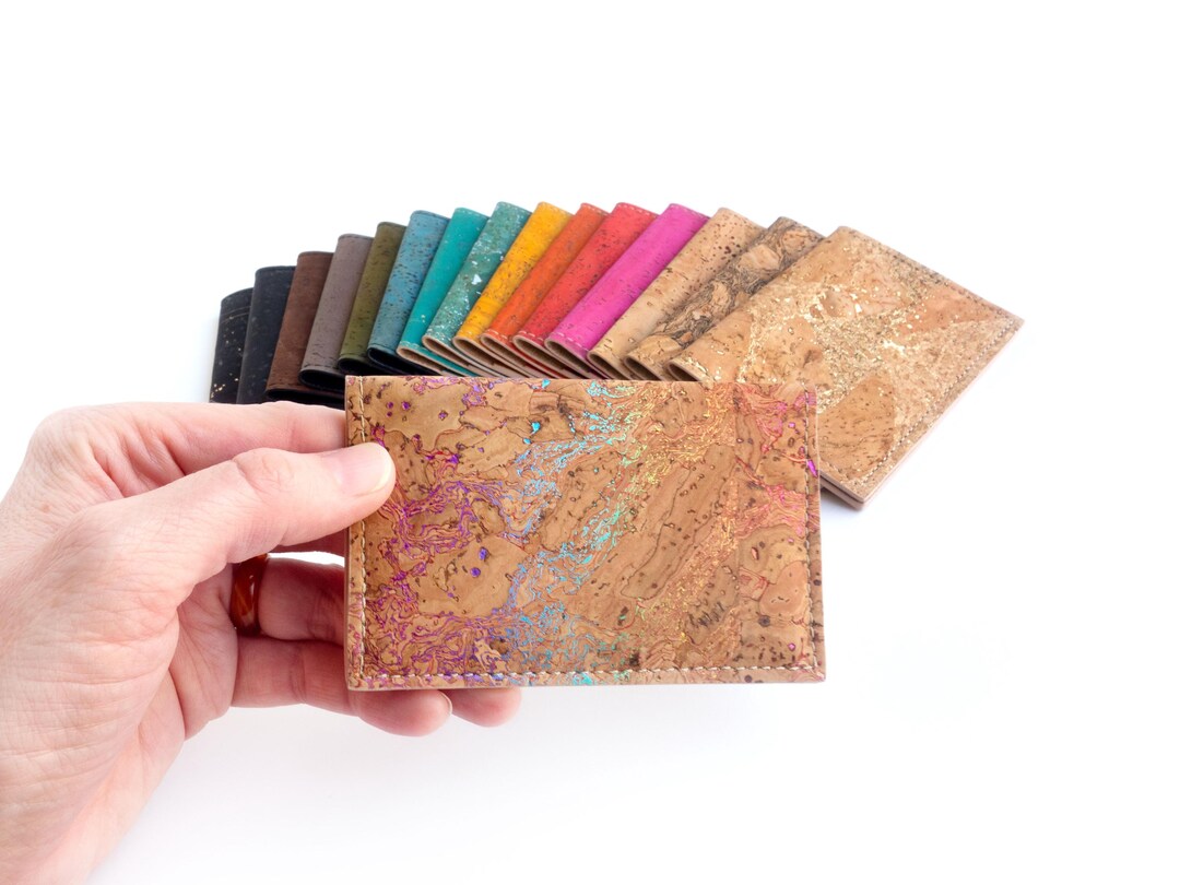 Credit Card Wallet. Rainbow Cork Card Case. Front Pocket Mini Wallet ...