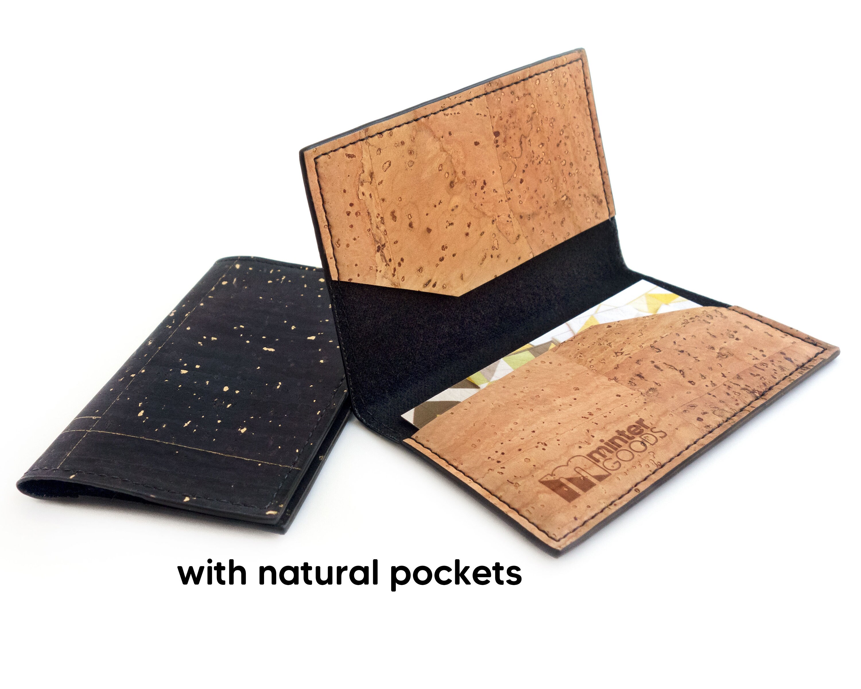 Credit card holder. Small card wallet made of black cork with | Etsy