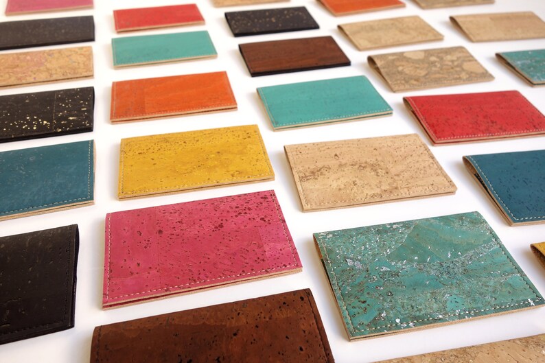 Cork business card case many colors. Business card holder. | Etsy