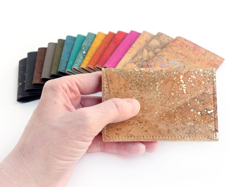 Cork Card Holder With Gold Flecks. New Job Gift. Mini Wallet. - Etsy