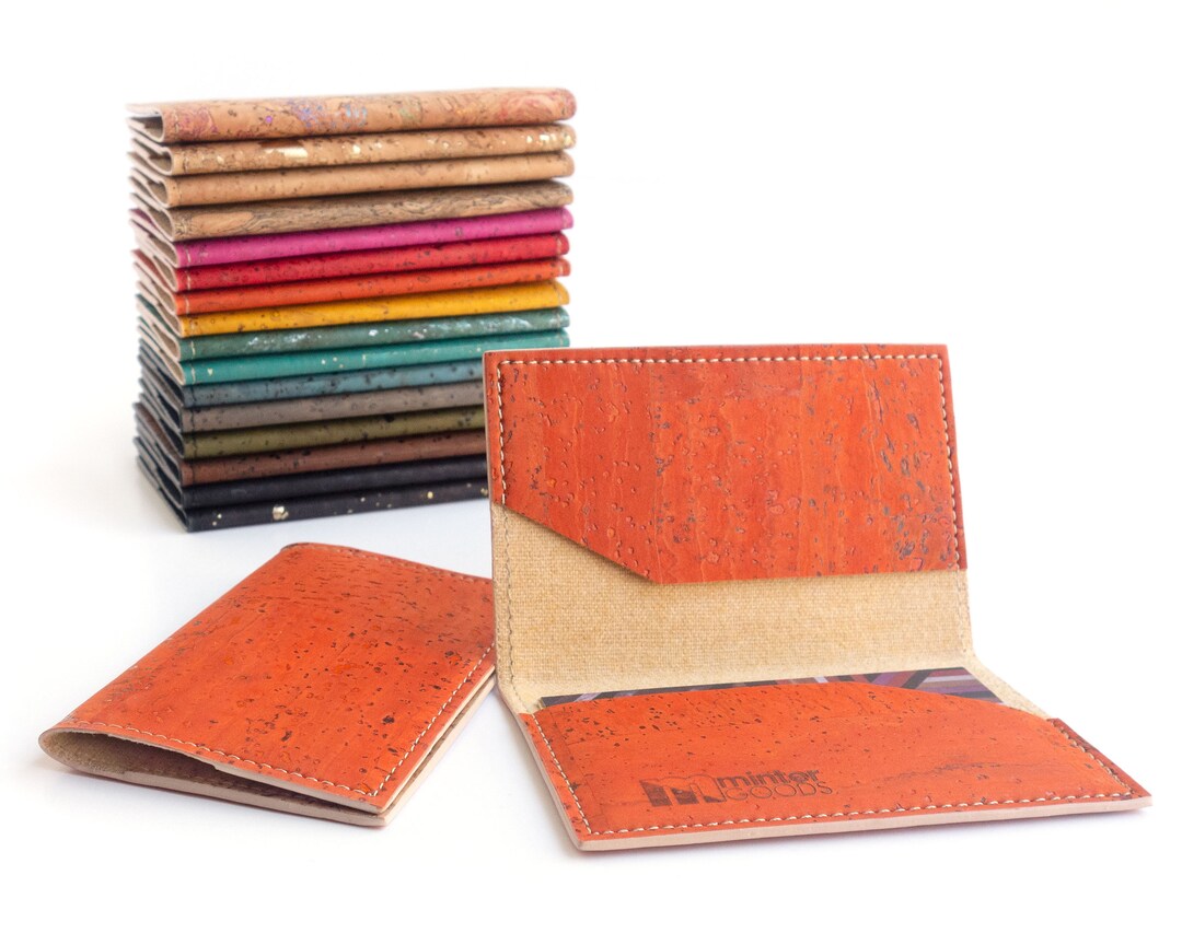 Minimalist Card Holder. Thin Card Case Made of Cork Leather. Small ...