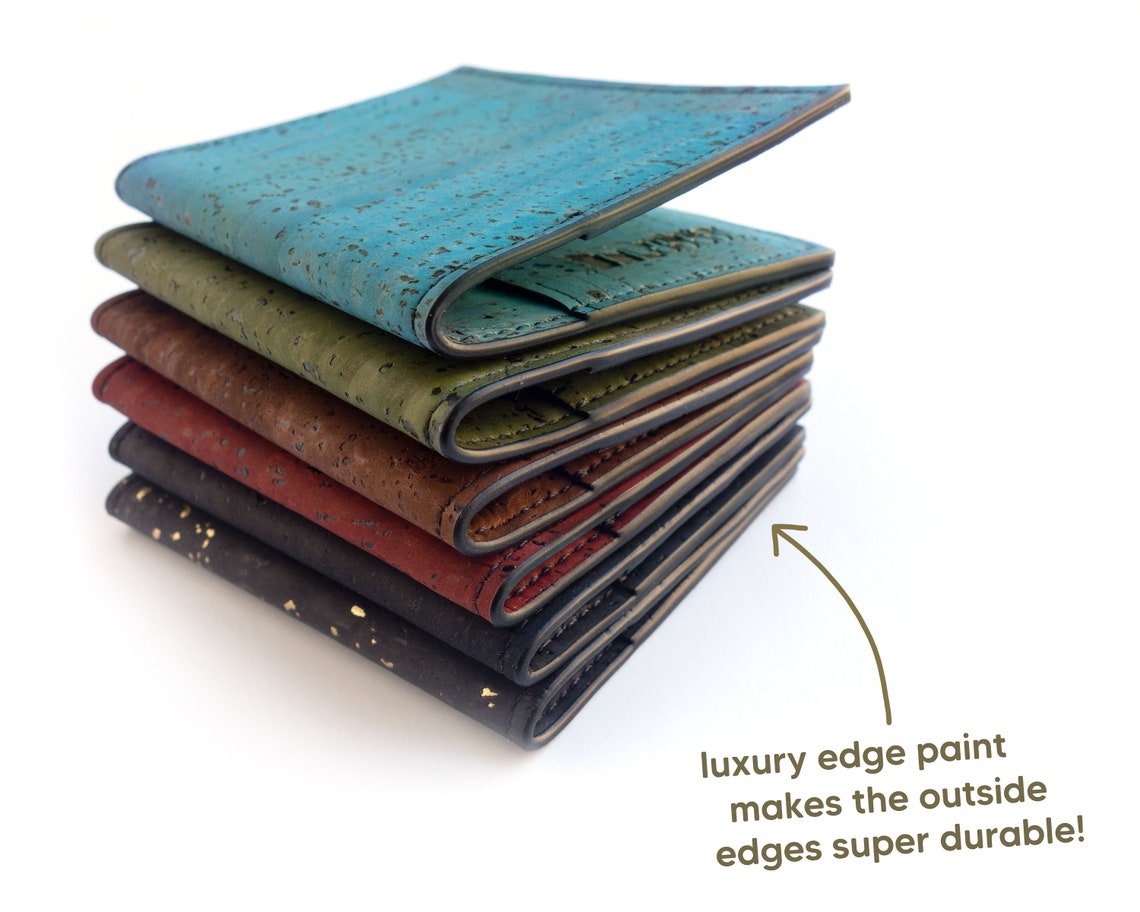 Minimalist Wallet With Outside Slit Pocket. Card Case Made From Cork ...