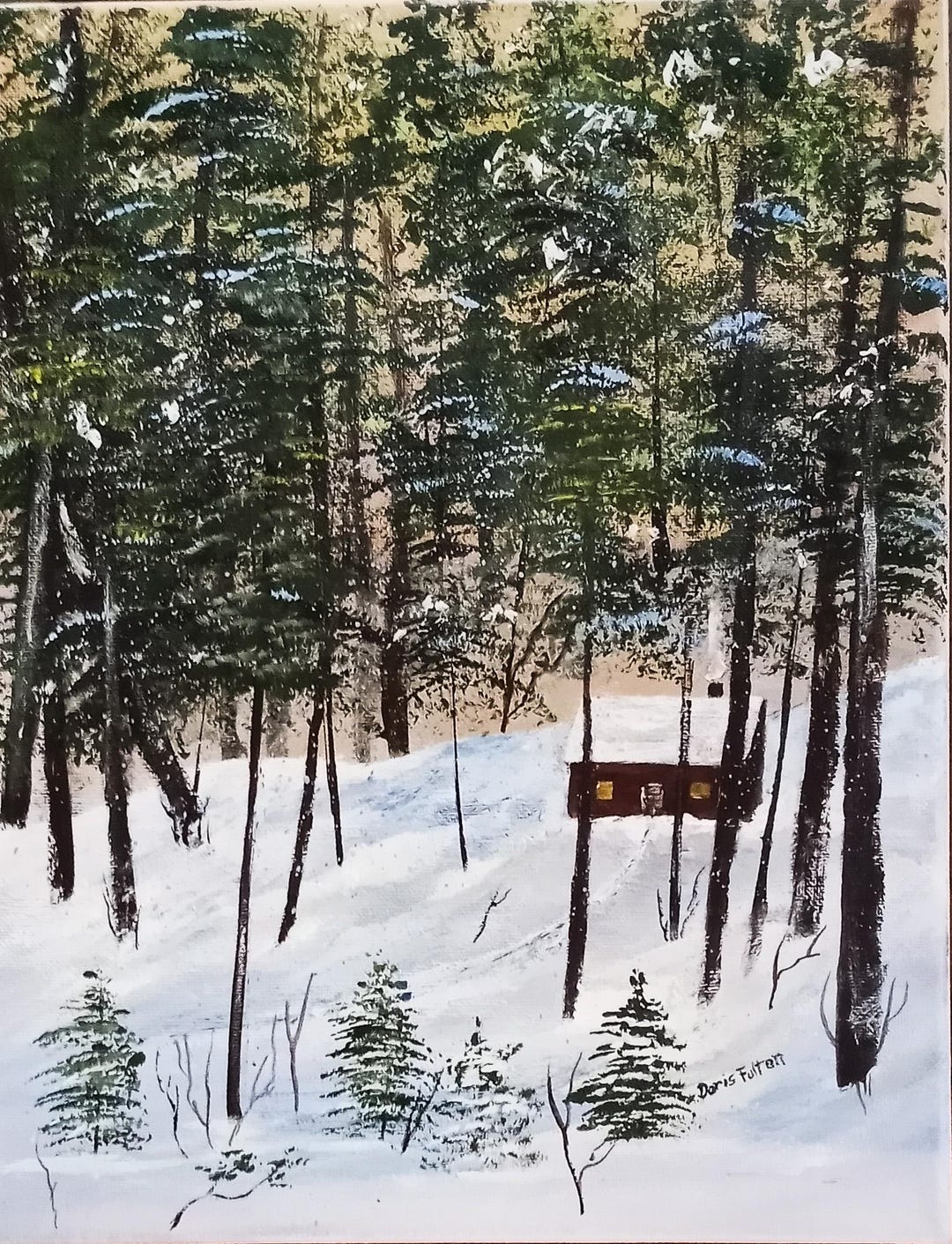 Original Forest Snow Scene, Acrylic Painting on 11 X 14 Canvas by ...
