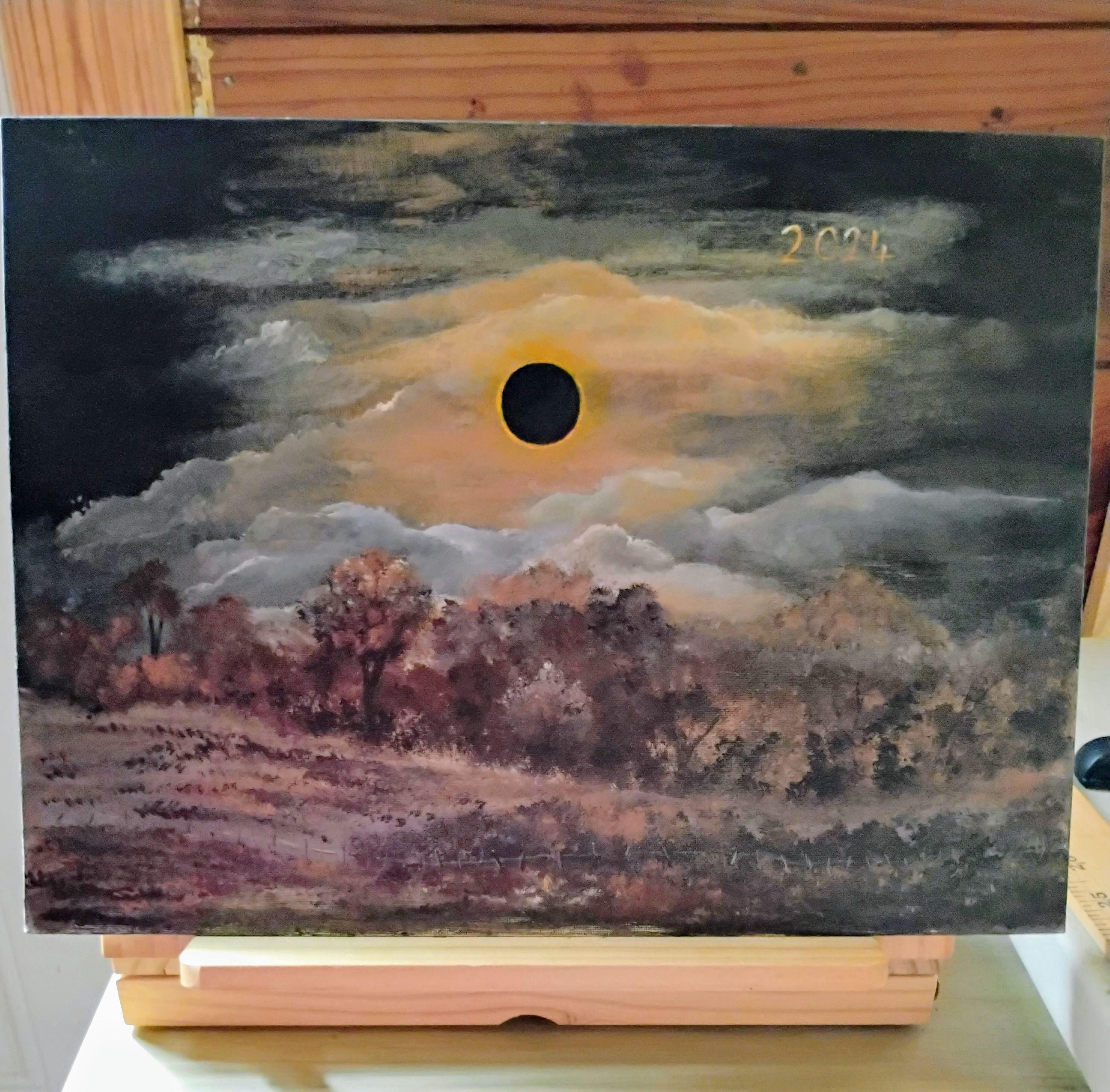 Solar Eclipse Original Acrylic Painting 2024 Canvas Panel, Astronomy ...