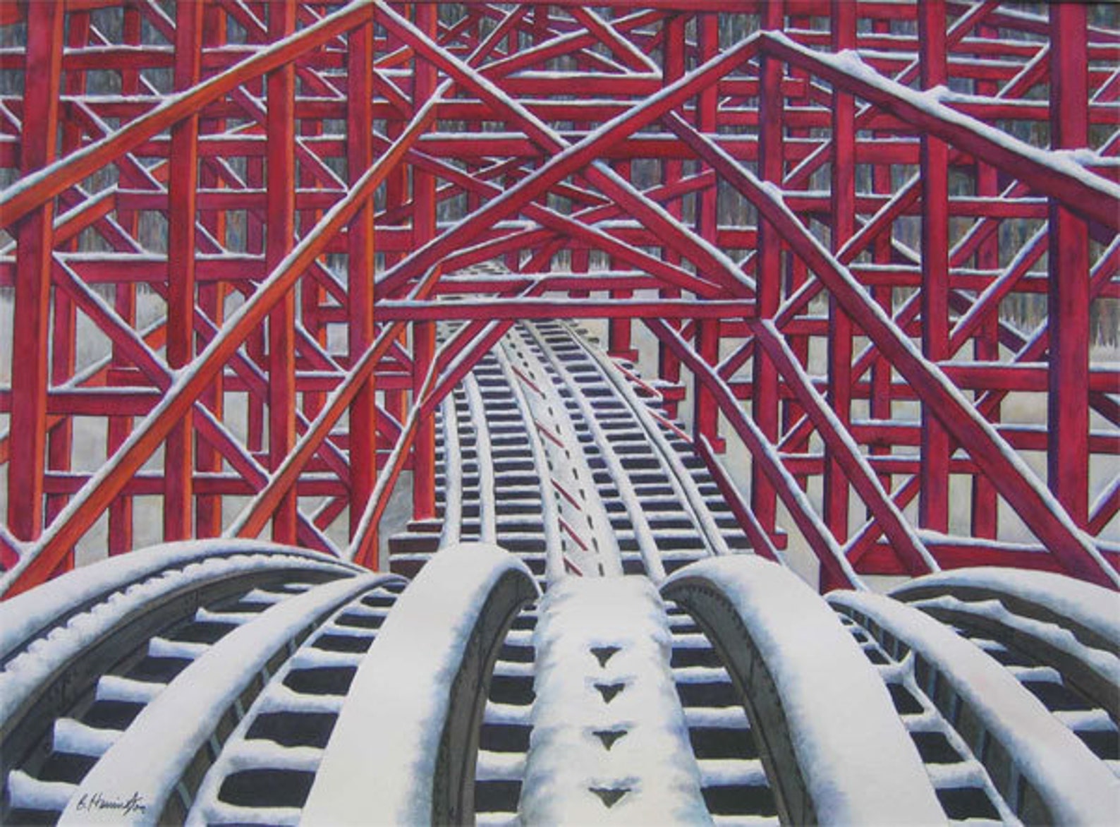 Roller Coaster Print From Original Watercolor "the Apex" - Etsy