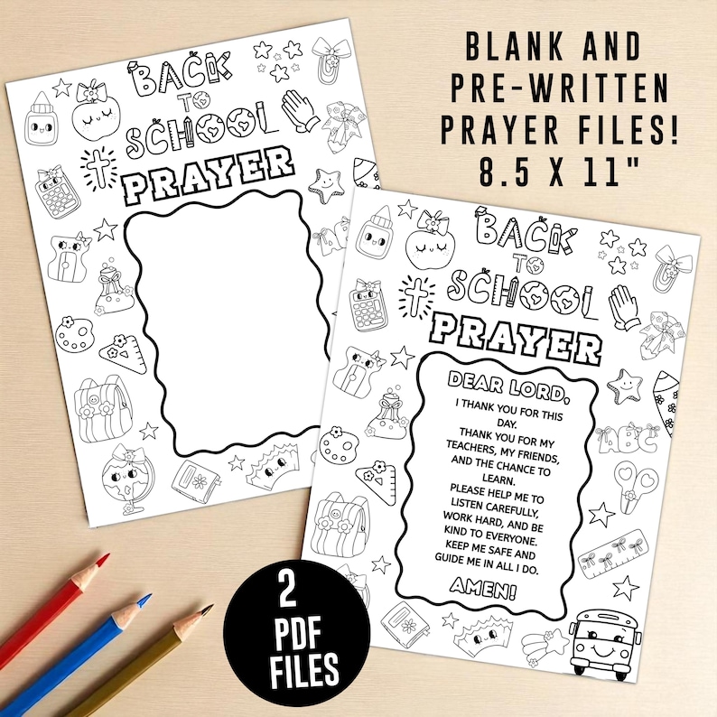 Back to School Prayer Coloring Pages: Christian Kids Activity (PDF ...