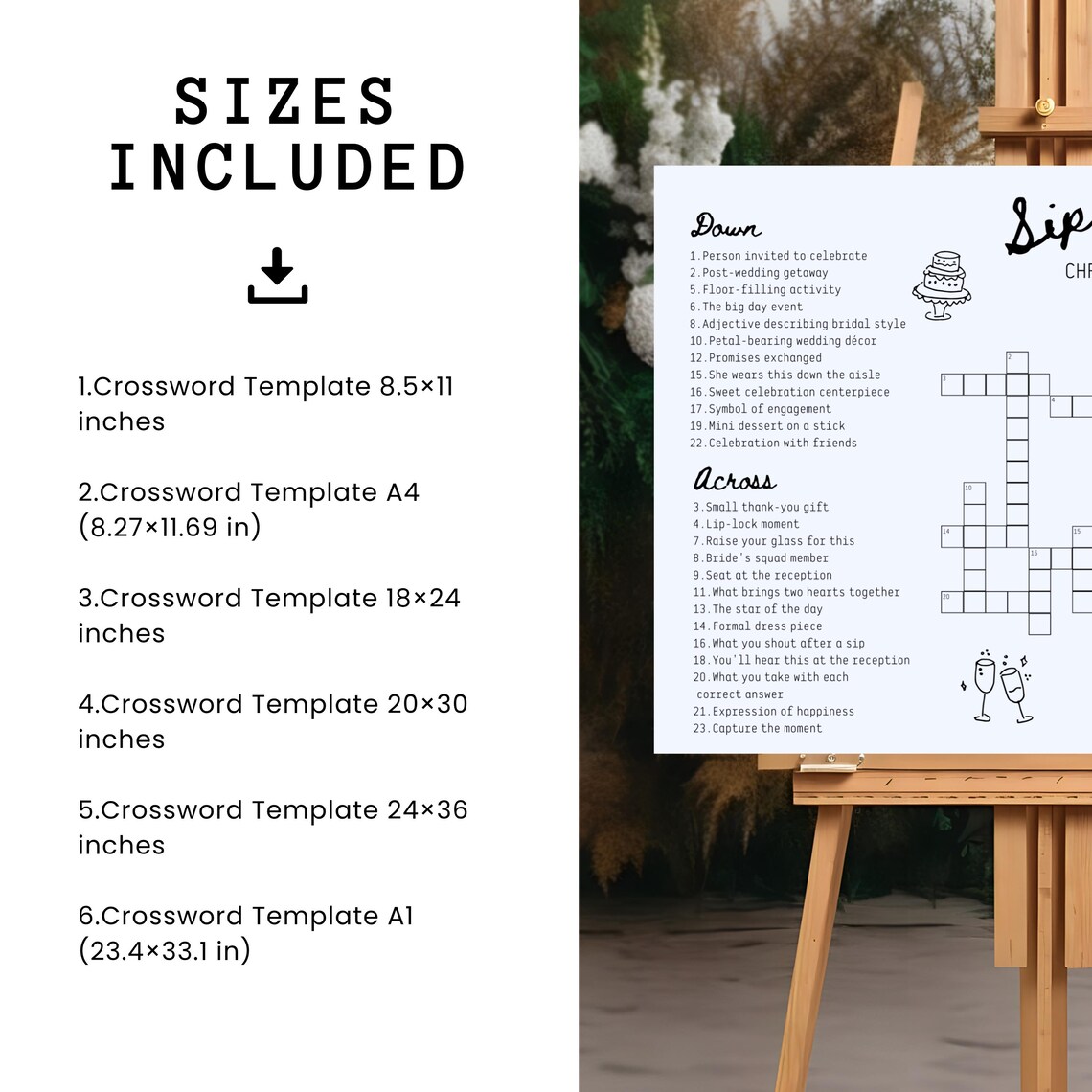 Wedding Crossword Puzzle – DIY Editable Canva Template, Sip & Solve ...