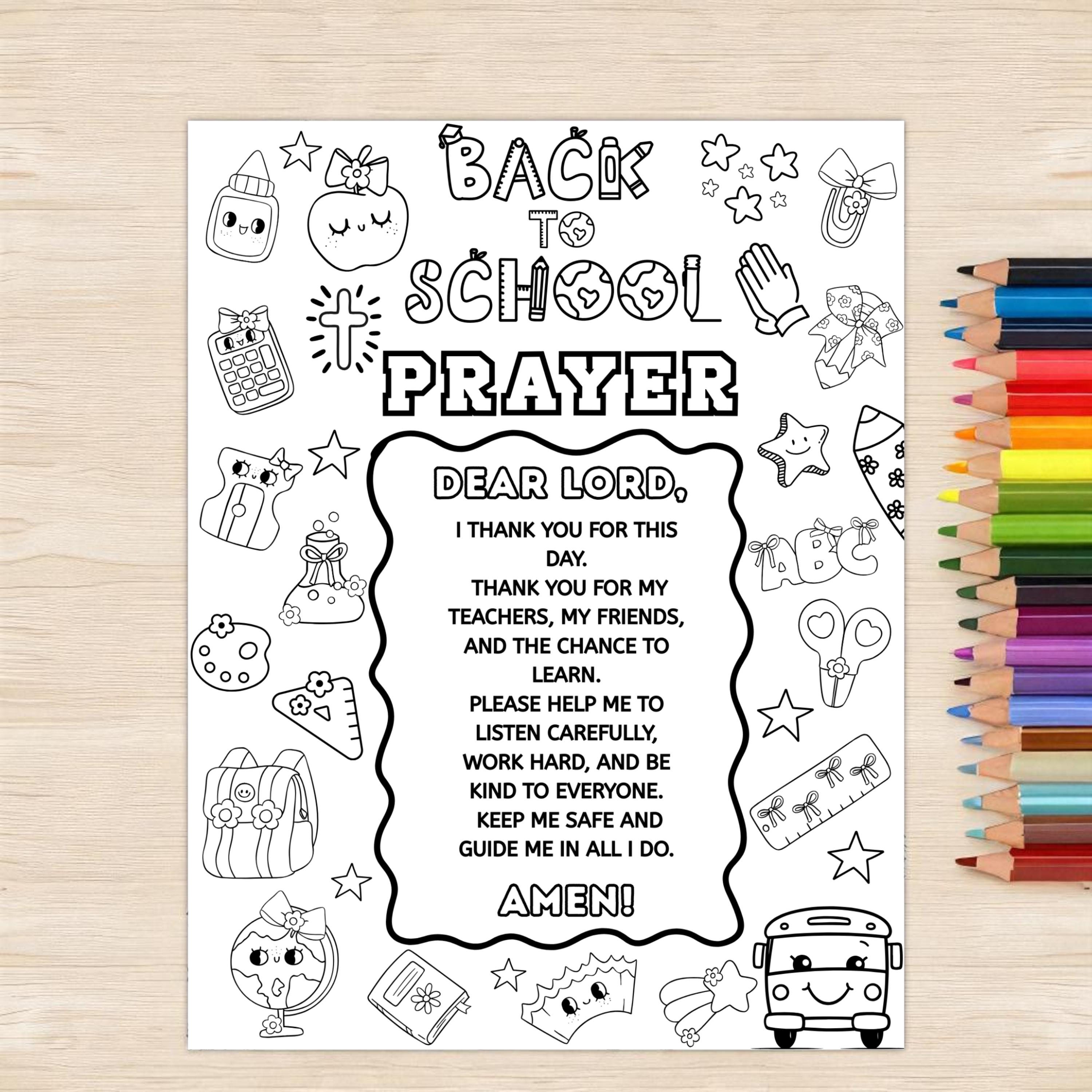 Back to School Prayer Coloring Pages: Christian Kids Activity (PDF ...