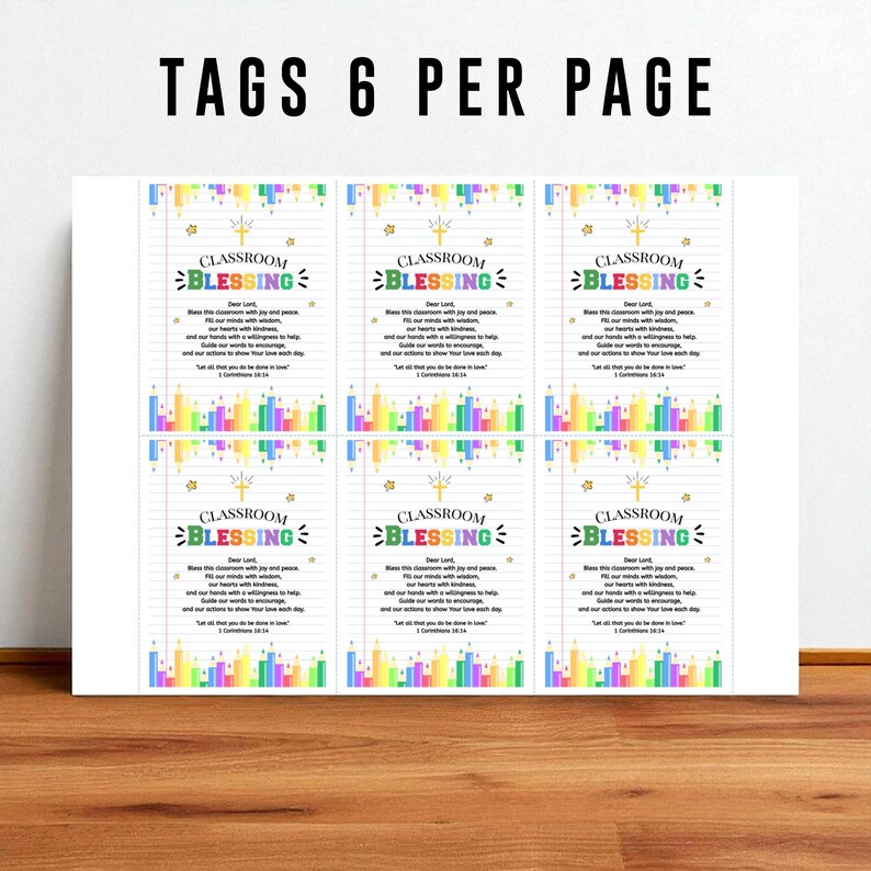Classroom Blessing Prayer Cards: Christian Printable Tags (PDF Download ...