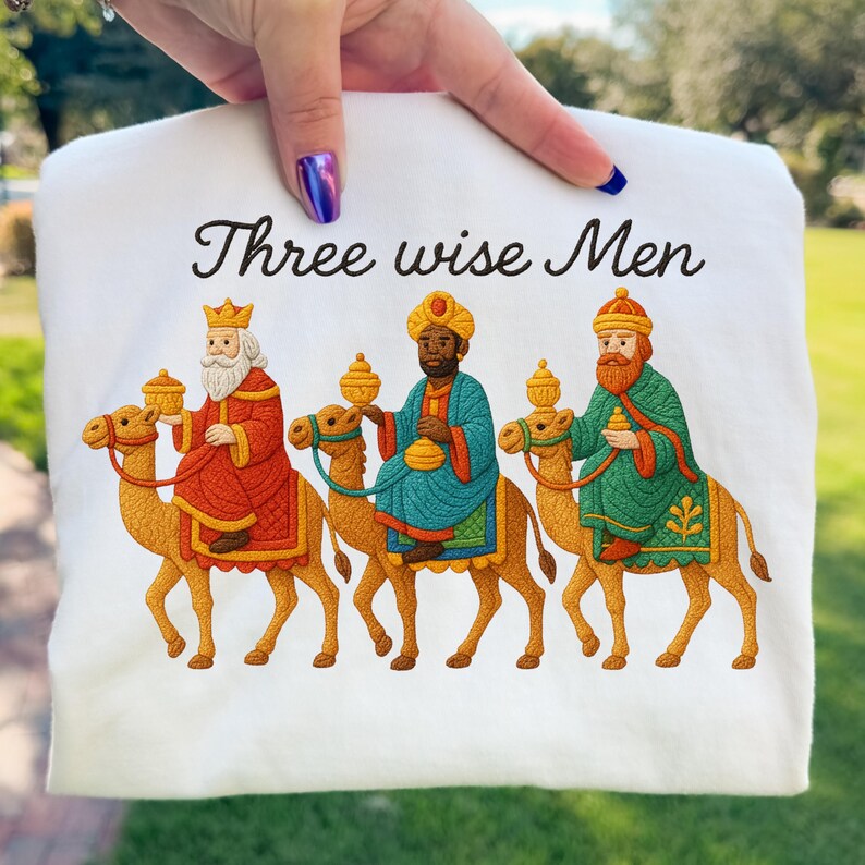 Three Wise Men Embroidery PNG Nativity Faux Yarn Art - Etsy