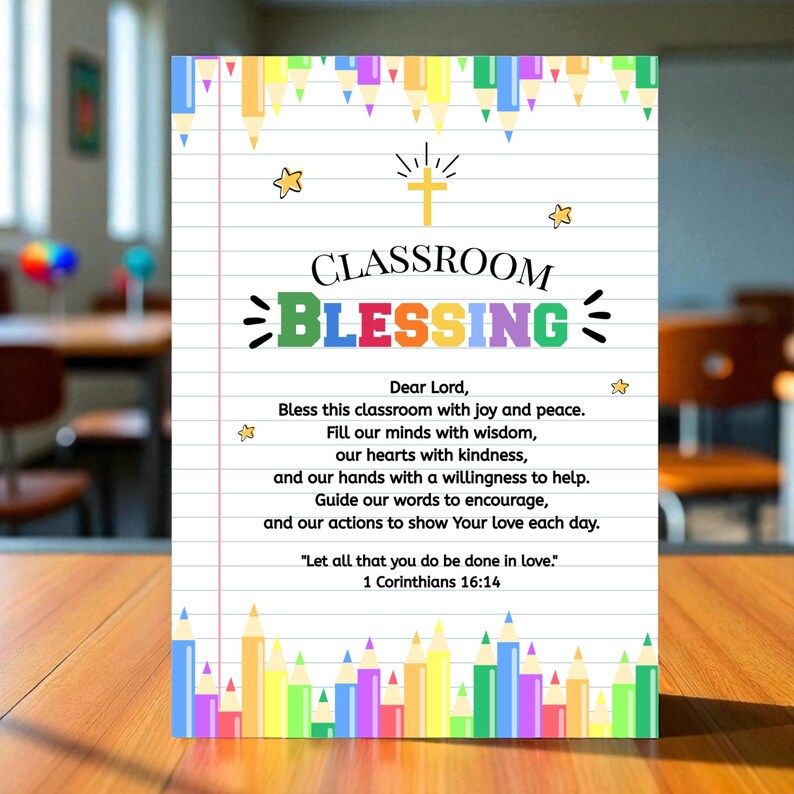Classroom Blessing Prayer Cards: Christian Printable Tags (PDF Download ...