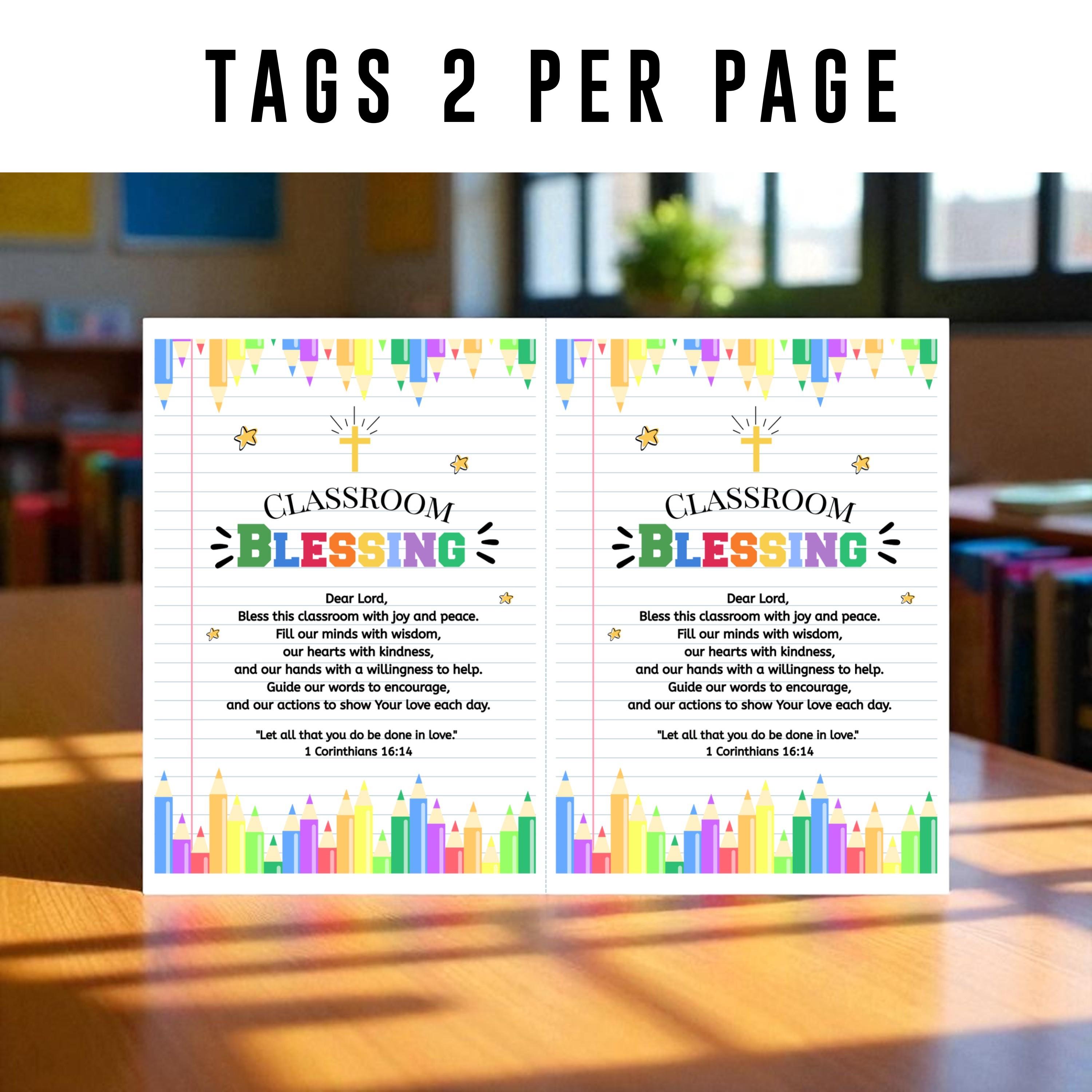 Classroom Blessing Prayer Cards: Christian Printable Tags (PDF Download ...