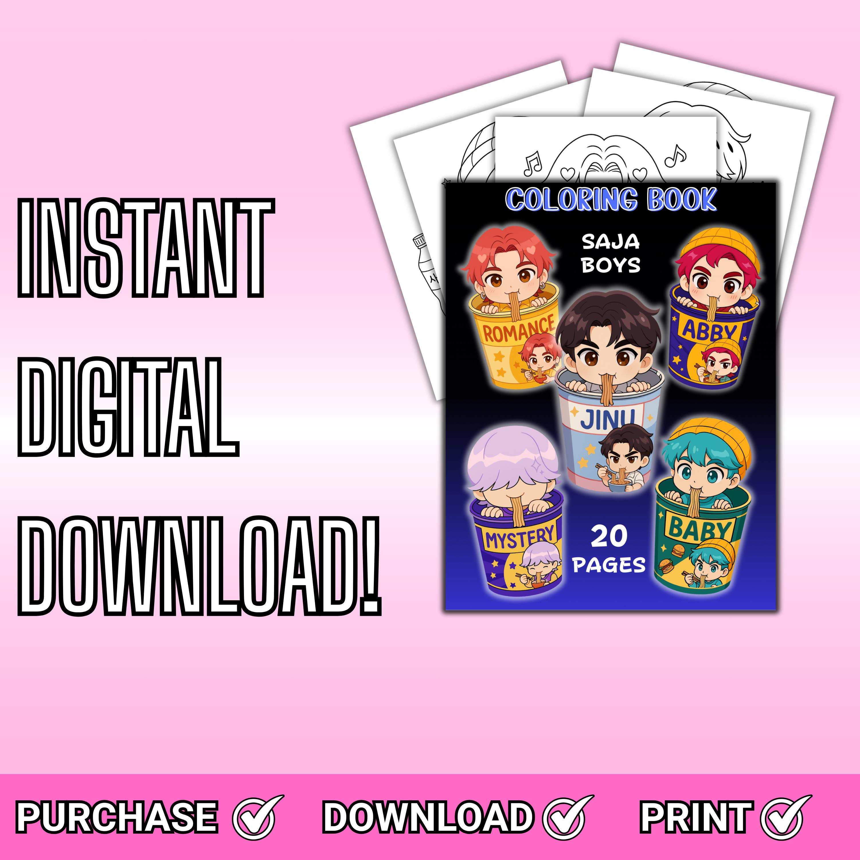 Demon Hunter Kpop Coloring Book | Saja Boys Band Chibi Anime (20 ...