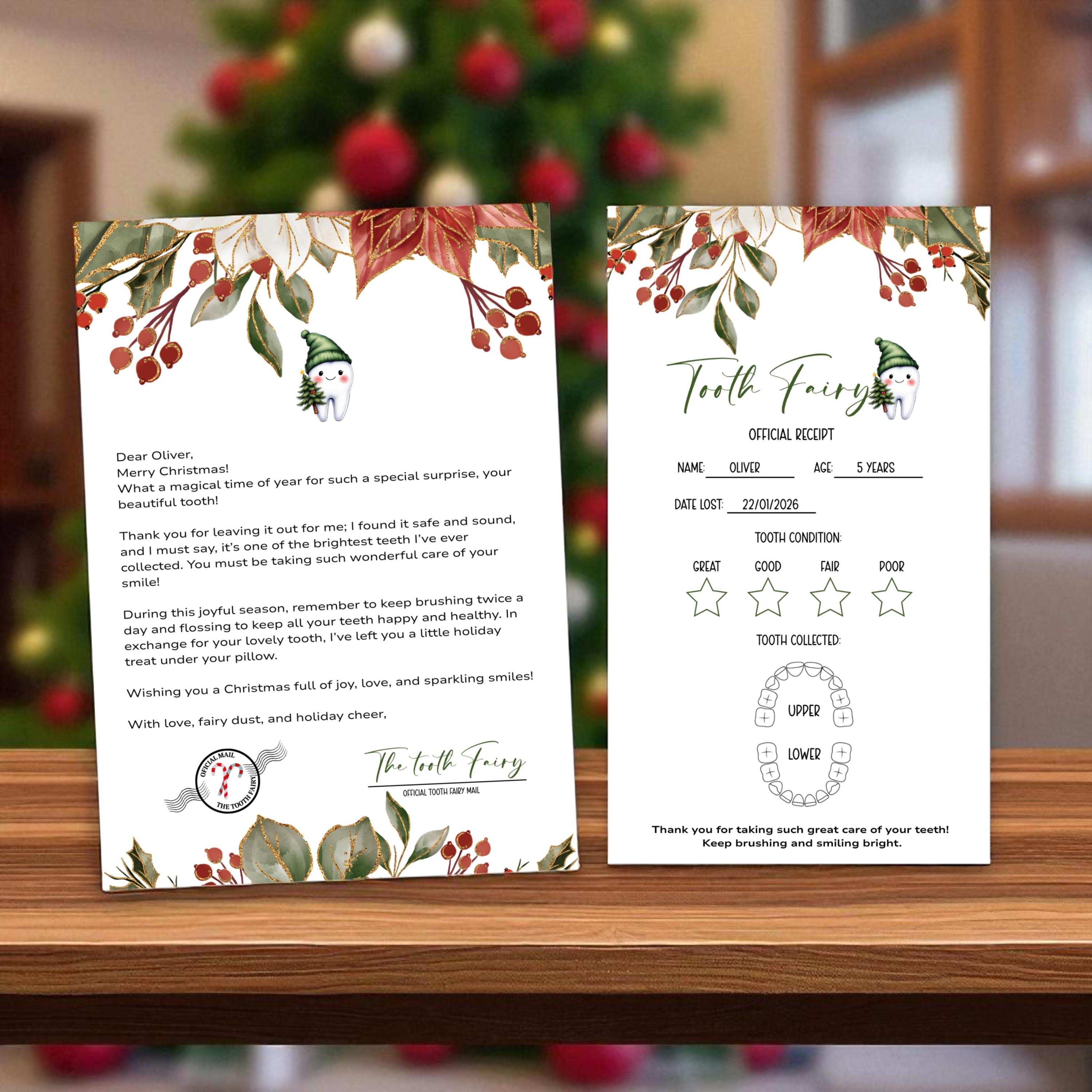 Editable Christmas Tooth Fairy Letter & Receipt: Holiday Printable ...