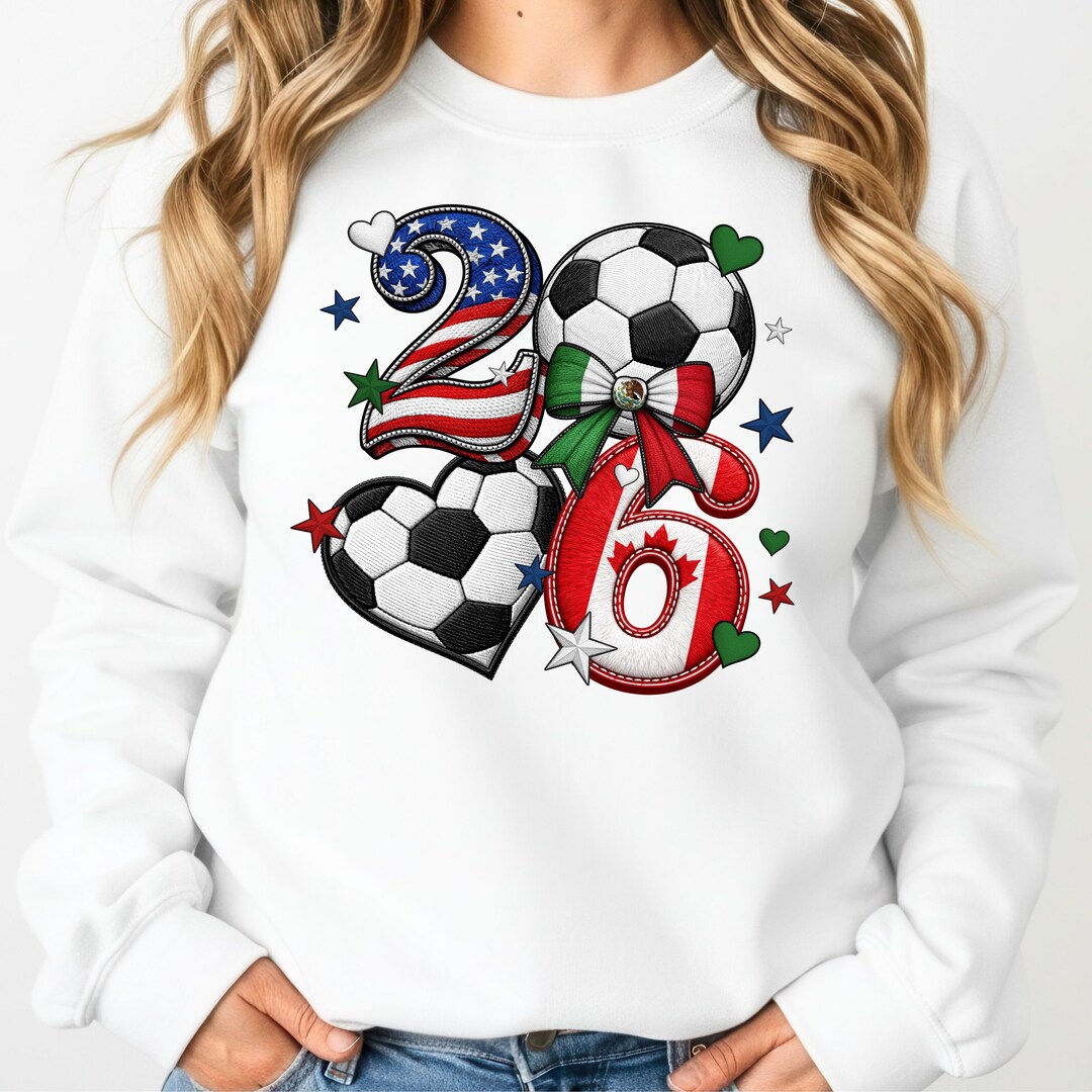 Soccer 2026 Faux Embroidery PNG Patriotic Numbers - Etsy
