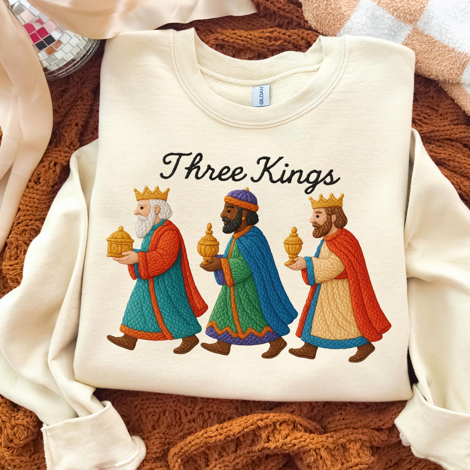 Three Kings Embroidered PNG Faux Yarn Wise Men Design - Etsy