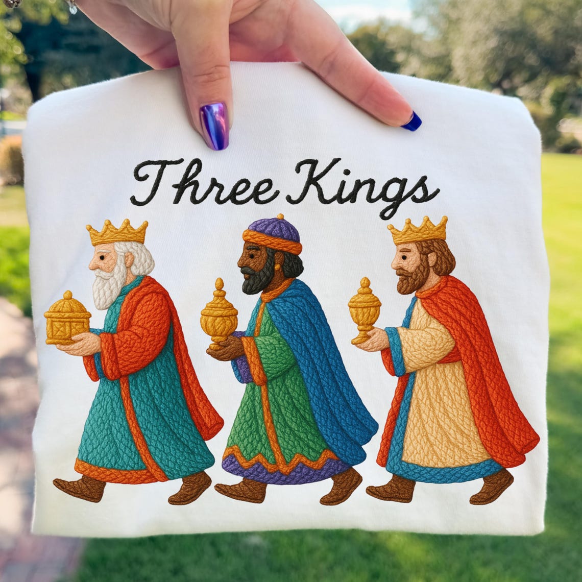 Three Kings Embroidered PNG Faux Yarn Wise Men Design - Etsy