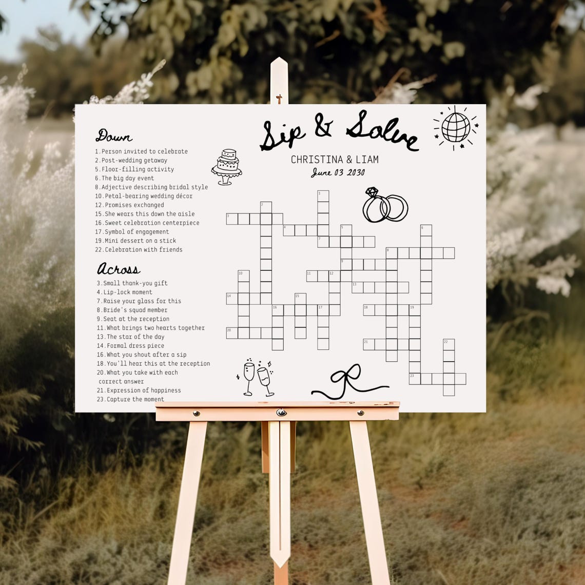 Wedding Crossword Puzzle – DIY Editable Canva Template, Sip & Solve ...
