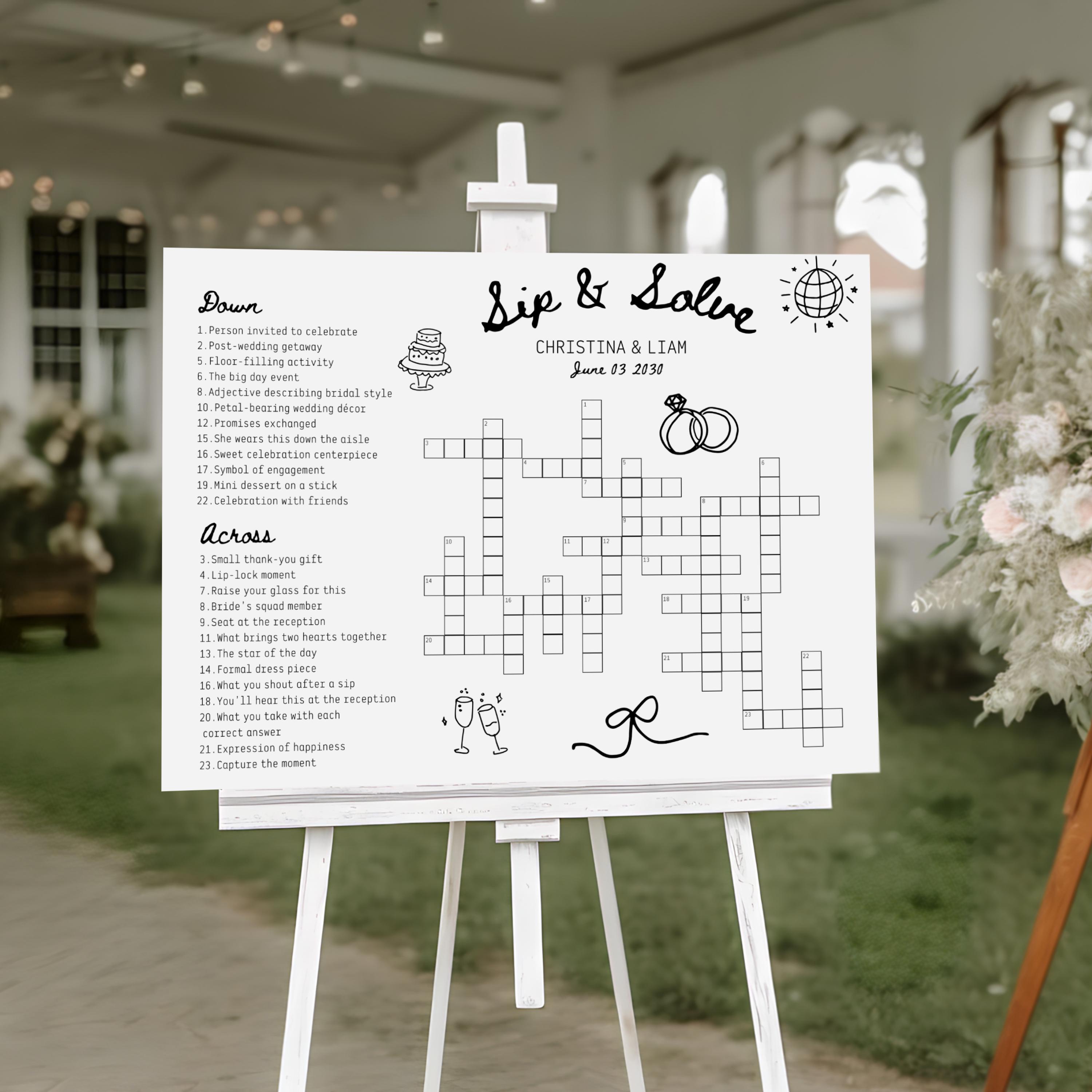 Wedding Crossword Puzzle – DIY Editable Canva Template, Sip & Solve ...