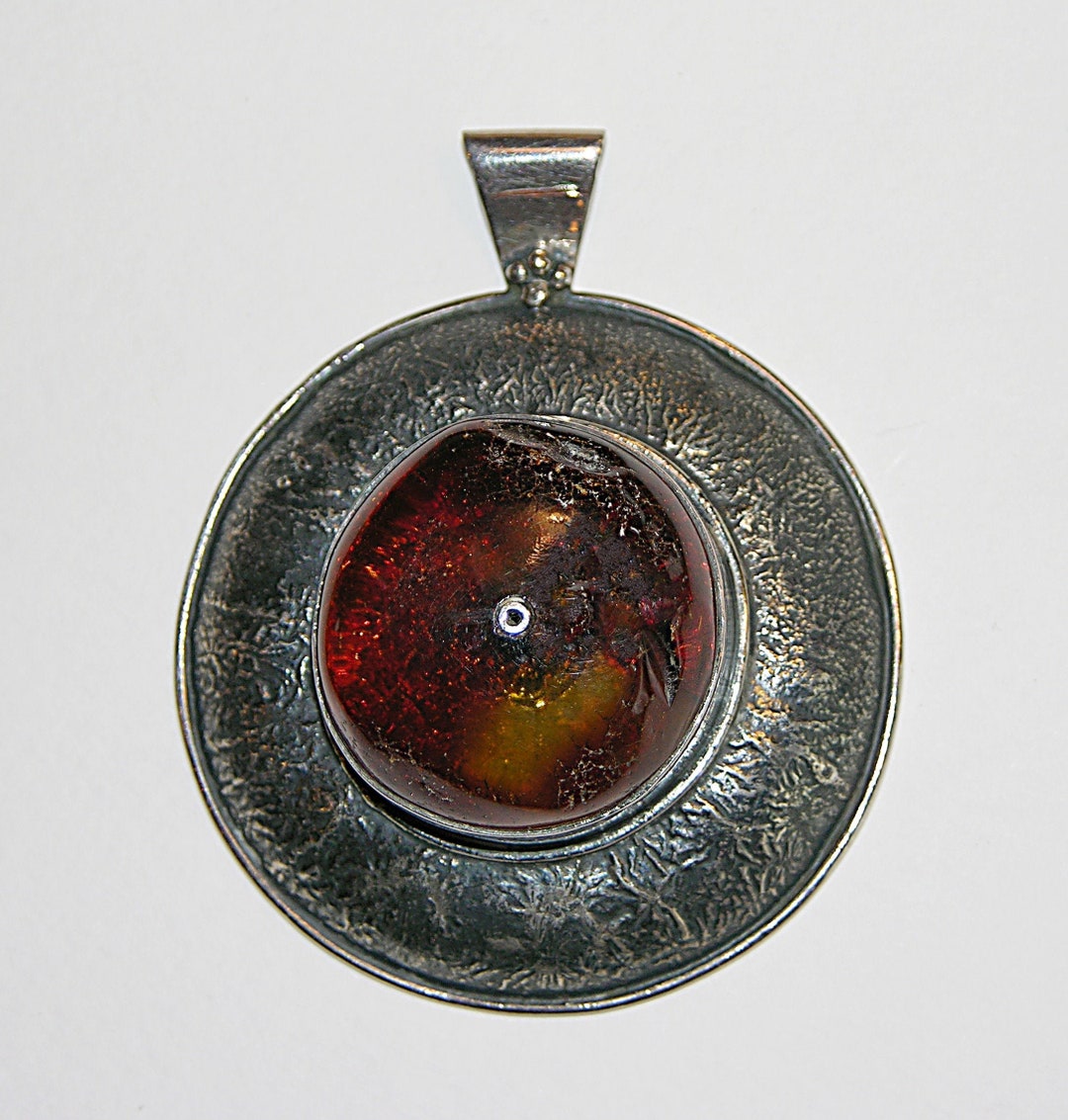 Genuine Red Baltic Amber Pendant in Sterling Silver Setting - Etsy UK