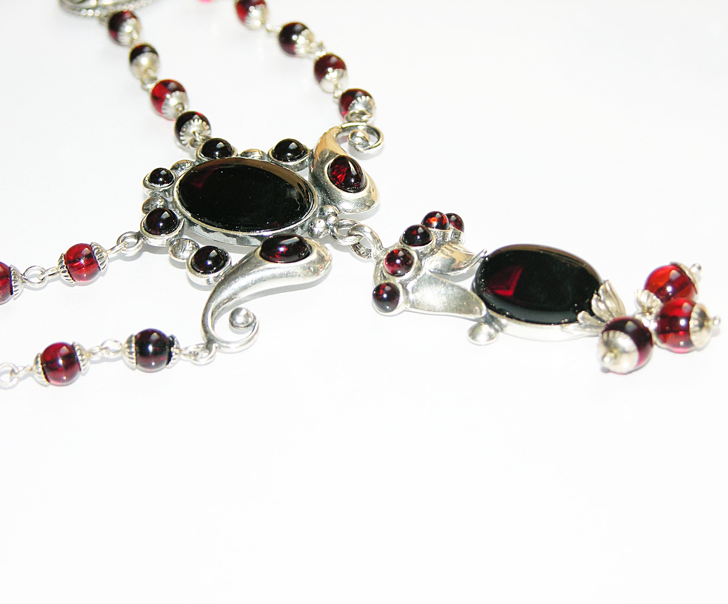 Vintage red baltic amber and sterling silver necklace - Etsy Polska